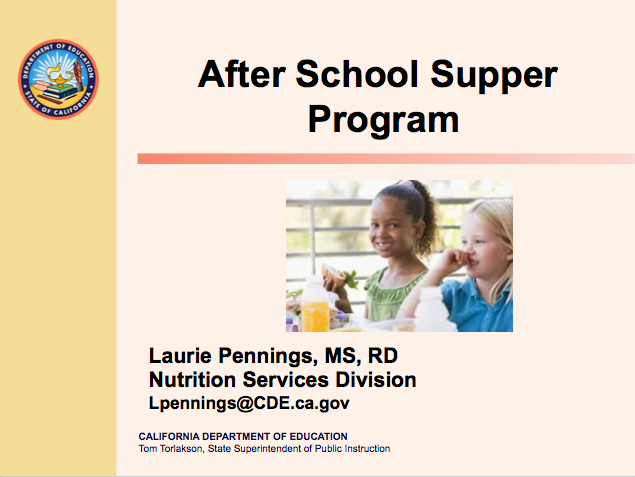 Implementing the At-Risk Afterschool Supper Component of the Child and ...